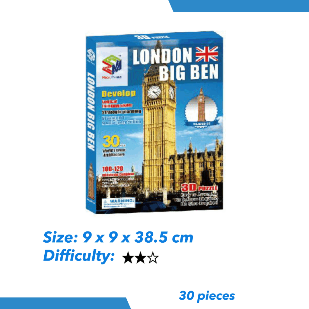 3D Puzzle – London Big Ben Large Size – Mom Baby More